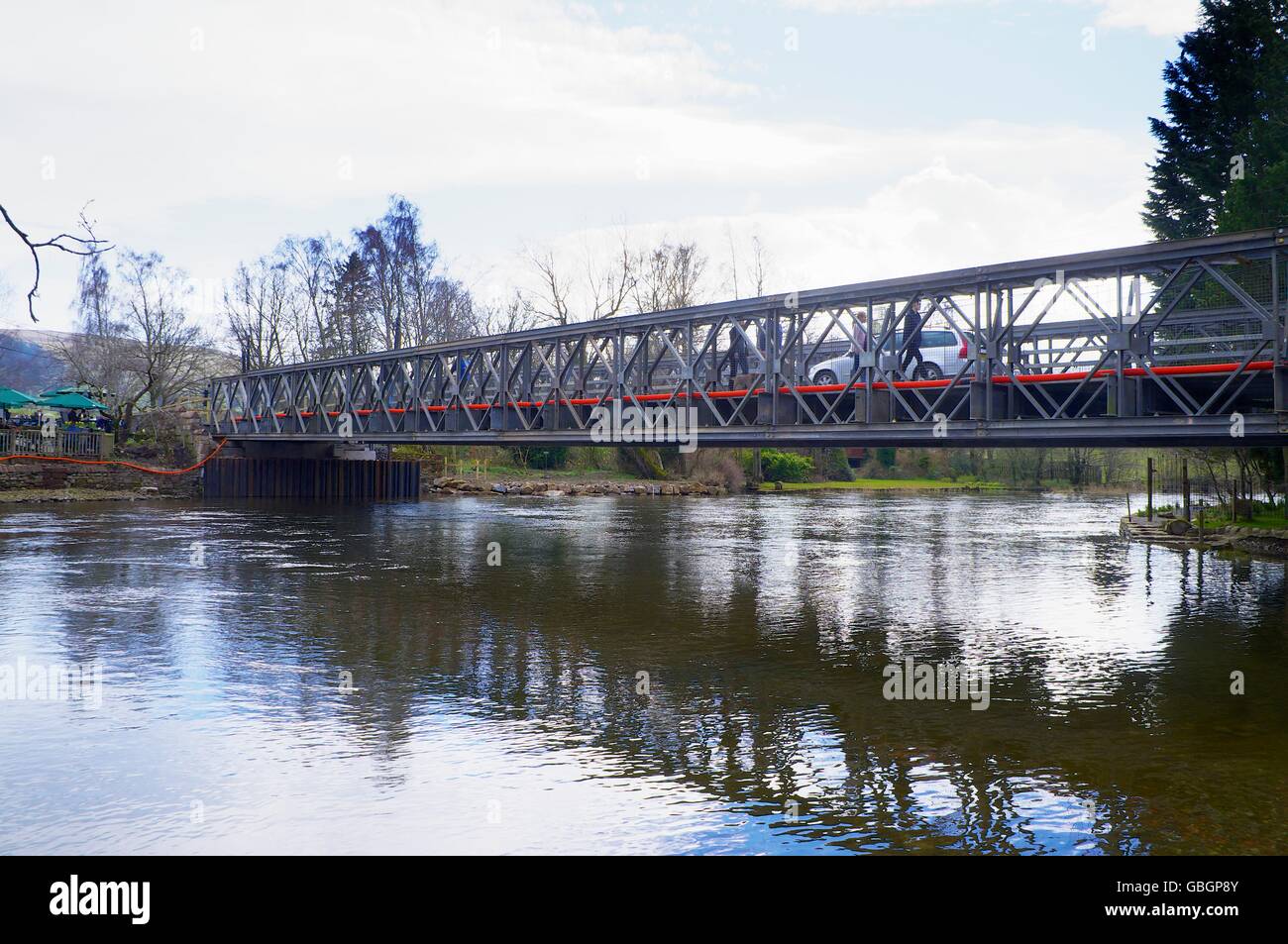 Temporary Bridge spanning the River Eamont. Pooley Bridge, Ullswater ...