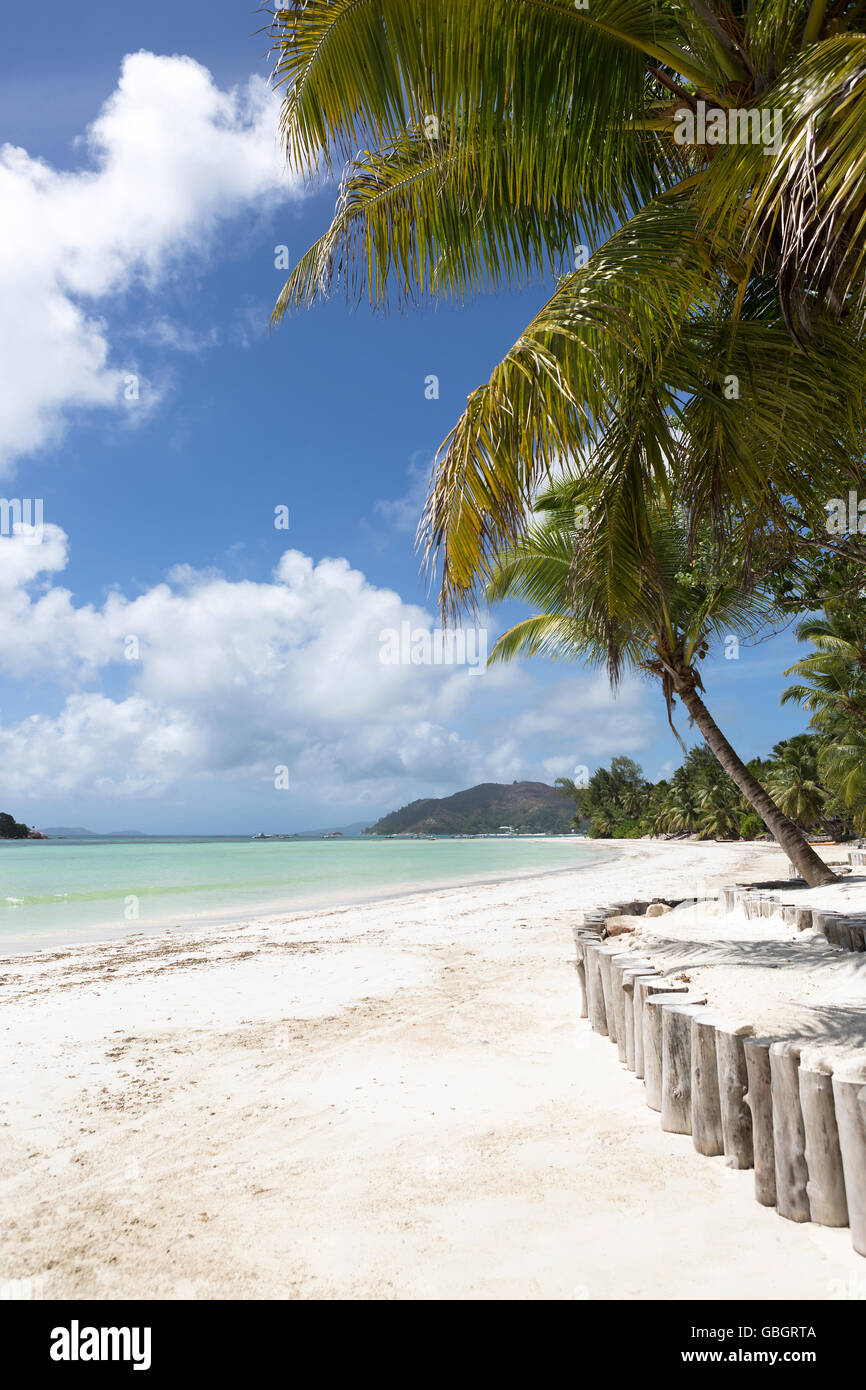 Tropical beach view, Anse Volbert at Praslin island, Seychelles Stock ...