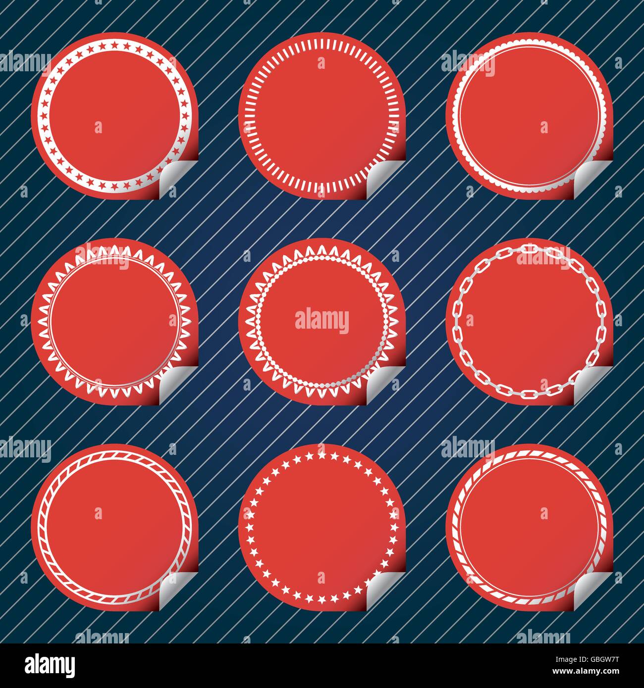 Plain Red Stickers with tab, different border style Stock Vector Image ...