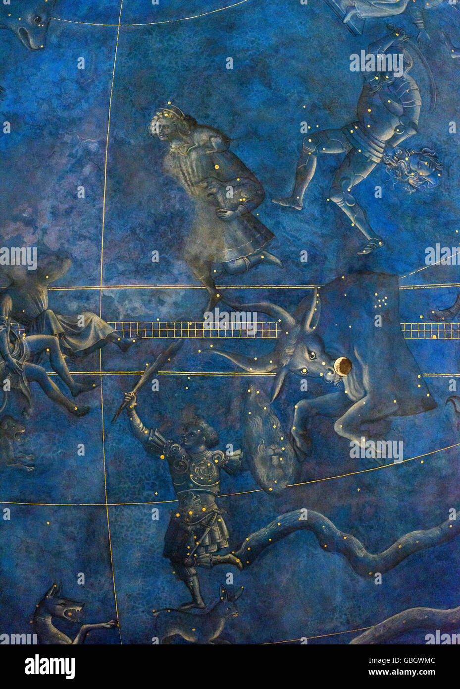 Florence. Italy. Fresco of the celestial hemisphere in the dome of the ...