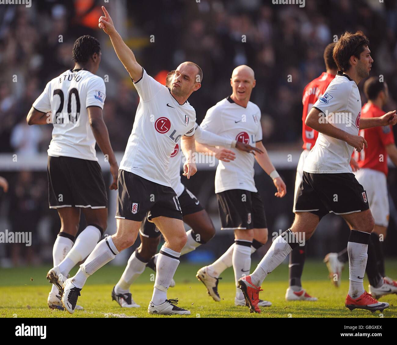 Fulham's Danny Murphy celebrates scoring the opening goal from the ...
