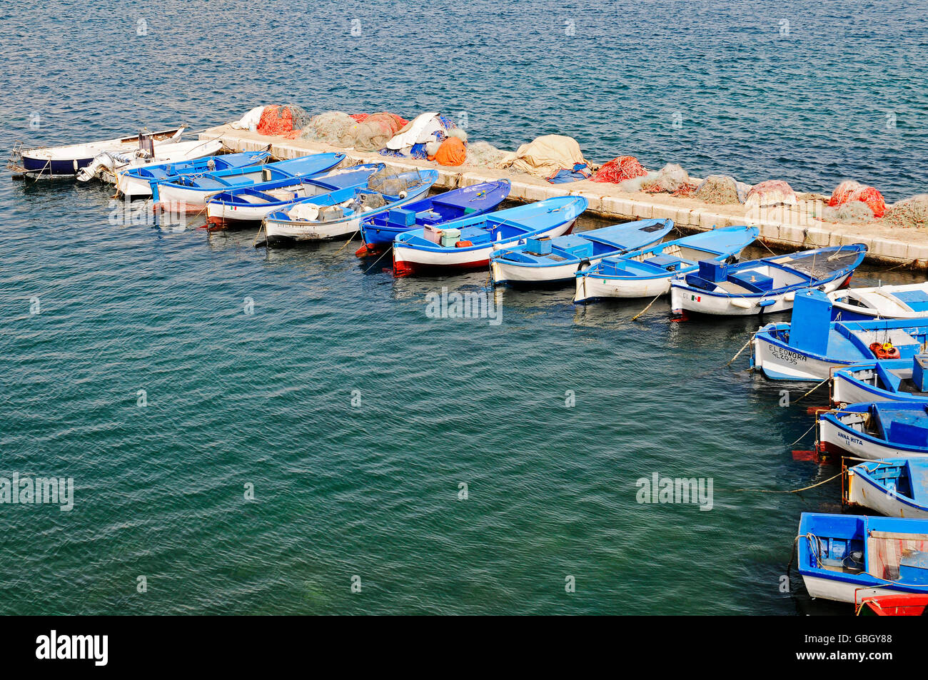 fishing boats, harbour, Gallipoli, Lecce Province, Puglia, Italy Stock ...