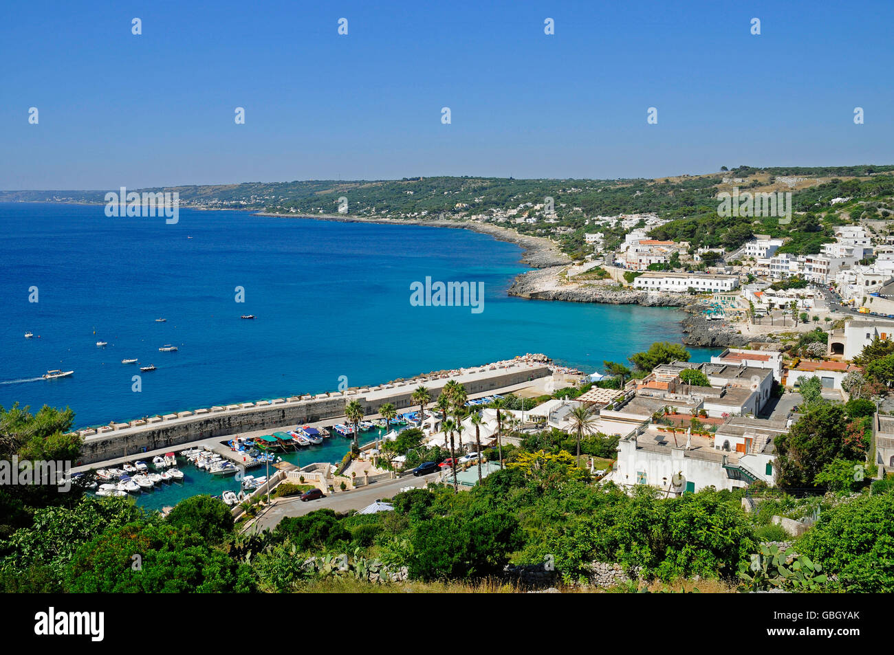 cityscape, coast, Castro Marina, Lecce Province, Puglia, Italy Stock ...