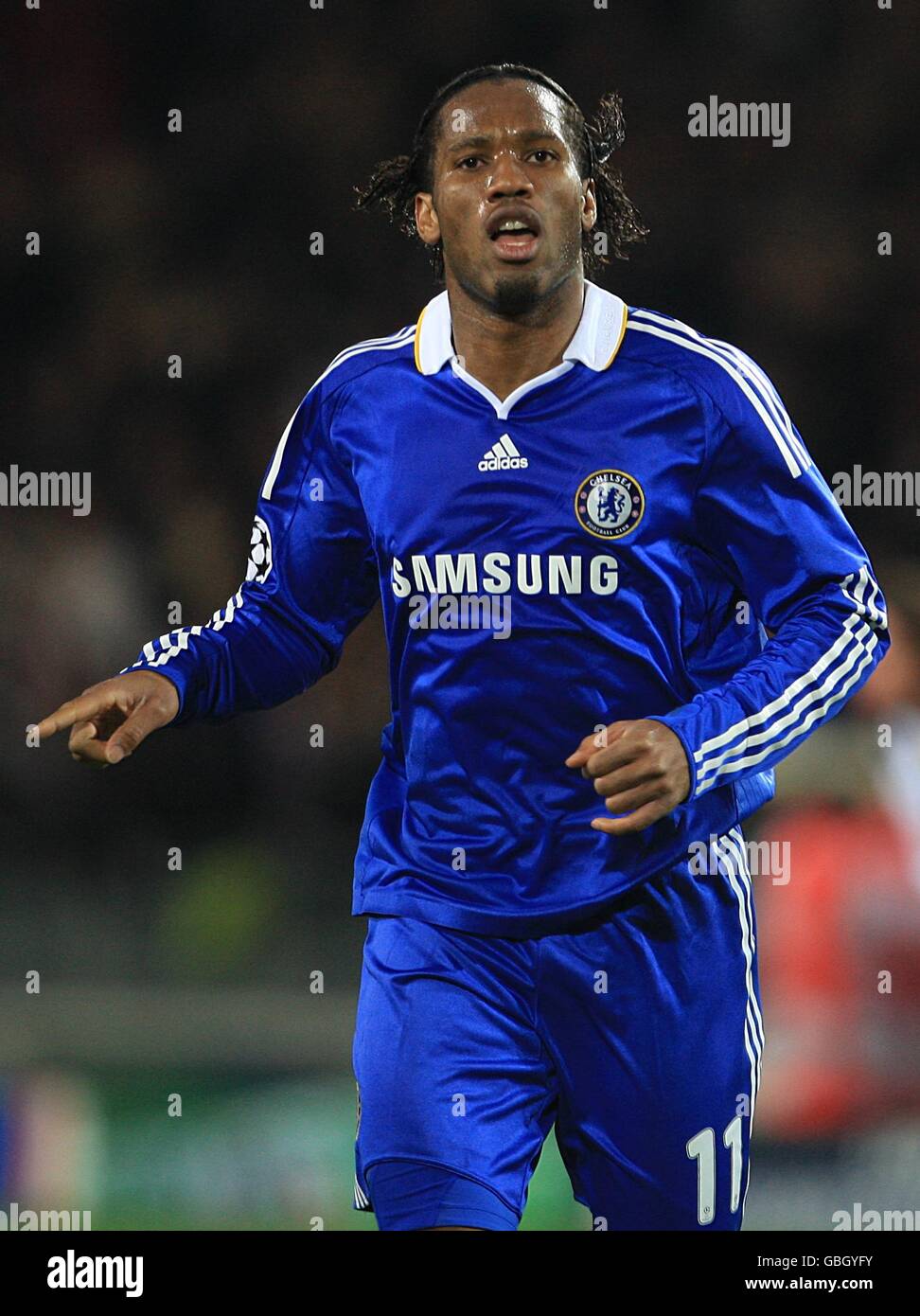 Chelseas didier drogba celebrates at the final whistle hi-res stock ...