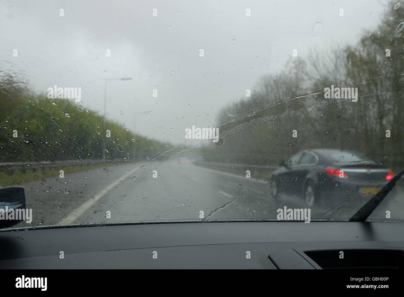Bad weather motorway driving Stock Photo - Alamy
