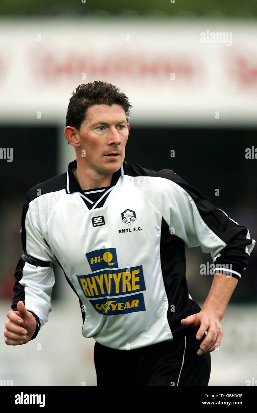 Soccer - FAW Premier Cup Final - Rhyl v Wrexham. Rhyl's Tim Edwards ...