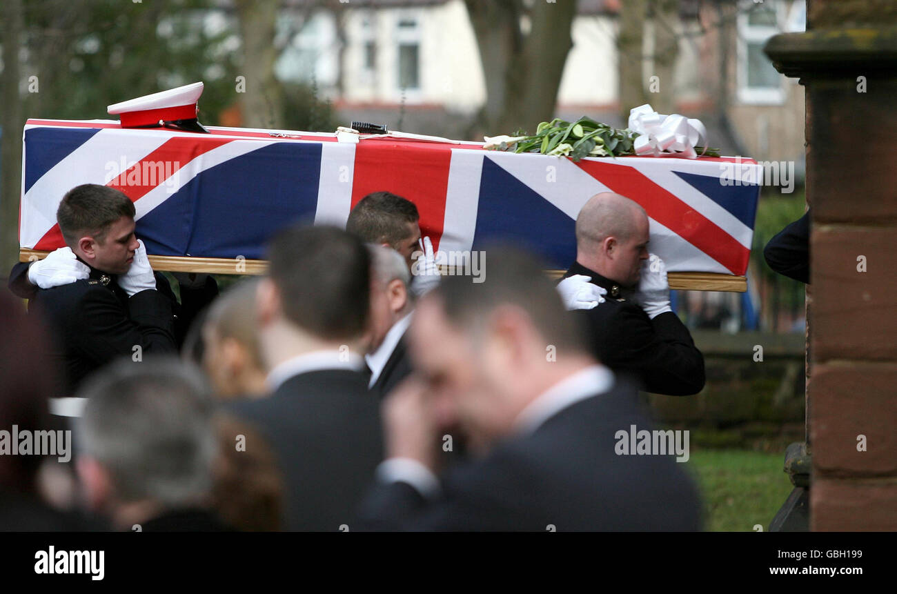 The coffin of Marine Michael Laski, whose funeral was held at St. Mary ...