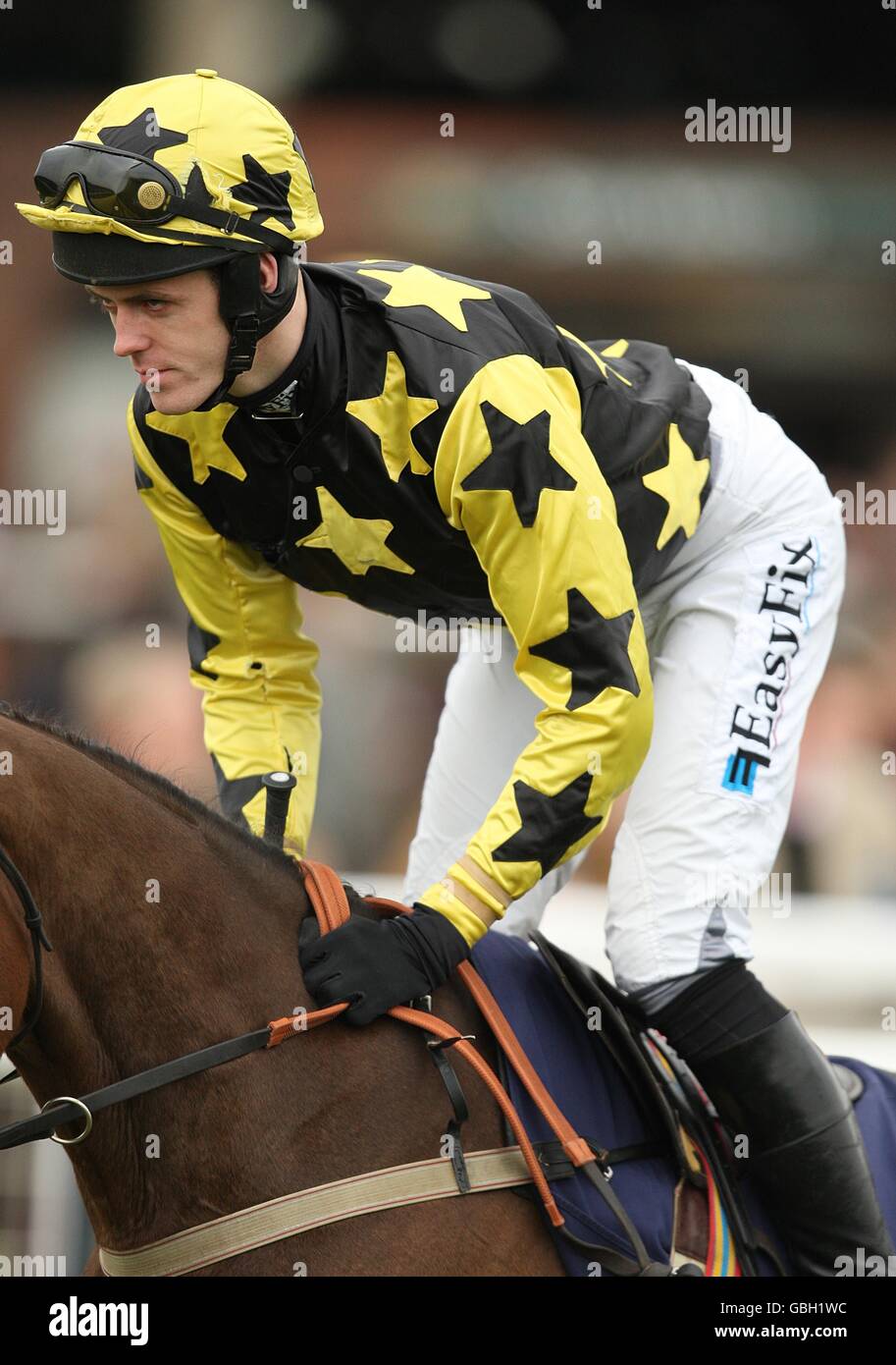 Jockey Andrew McNamara on Dorset Square goes to post in the Ballymore ...