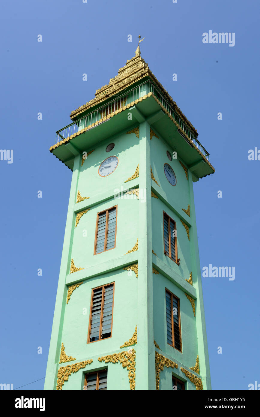 the City centre with the Clock Tower in the city of Myeik in the south ...