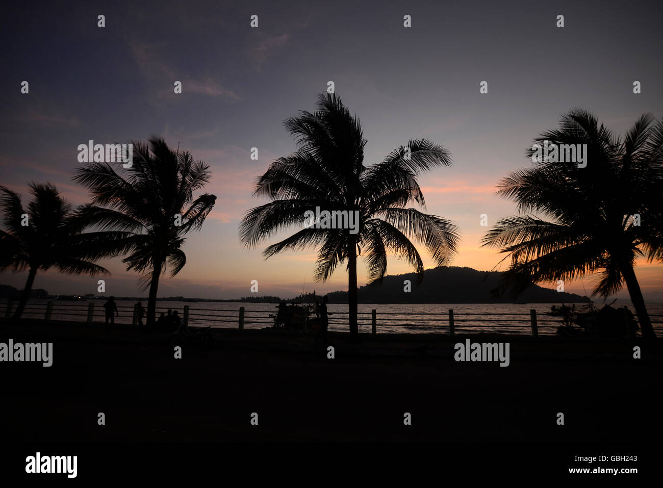 the sunset at the Stand road at the coast of the Andaman sea of Myeik ...