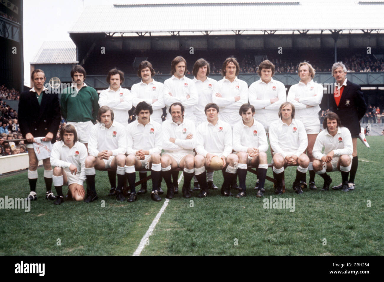 England team group: (back row, l-r) touch judge RE Johnson, referee NR ...