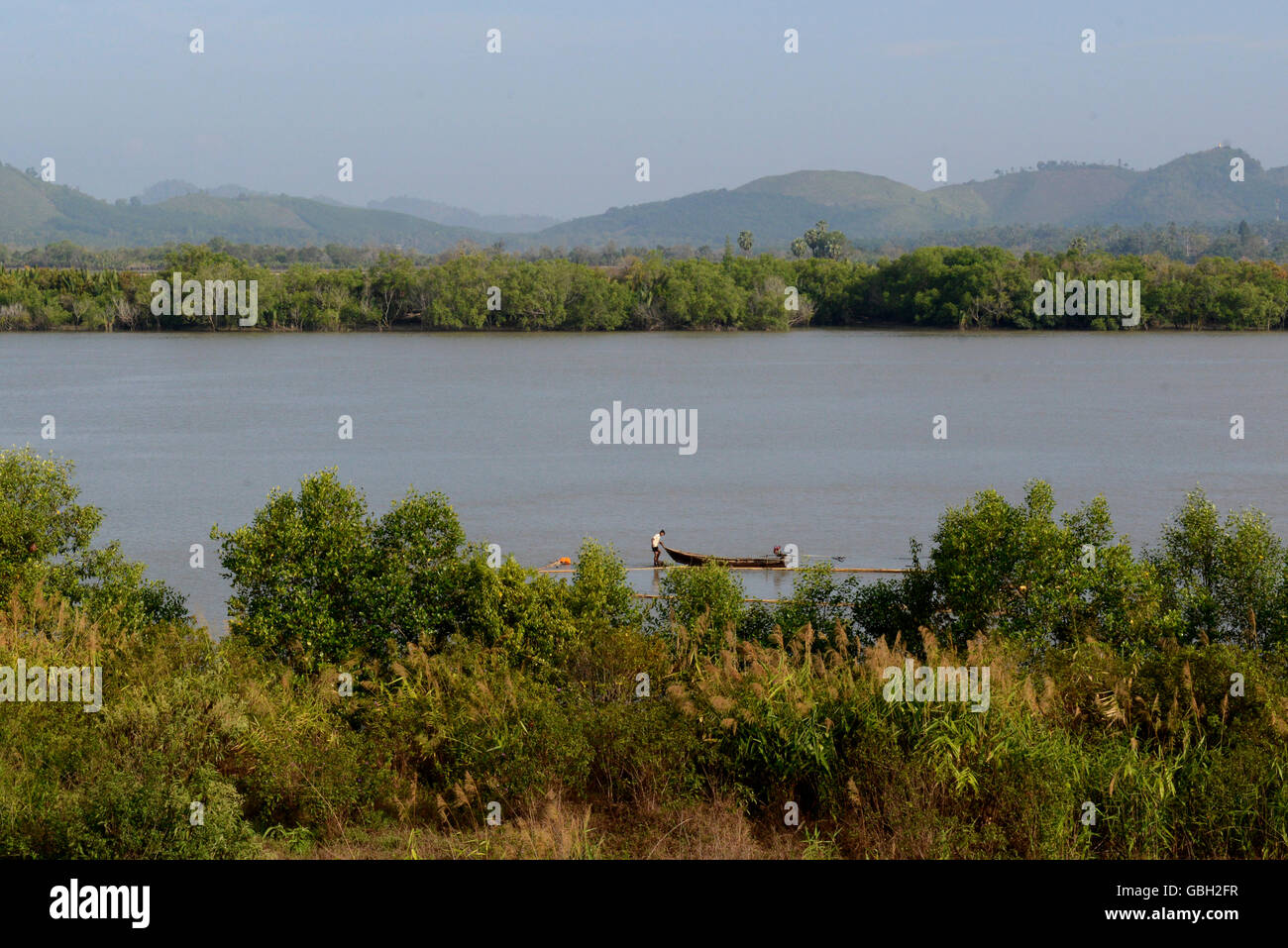 the landscape in a village near the city of Myeik in the south in ...