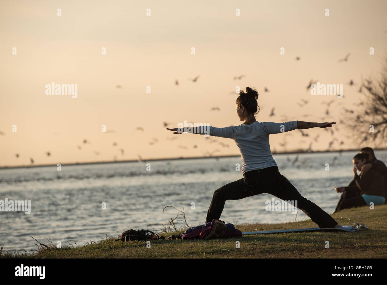 Woman yoga exercise in nature hi-res stock photography and images - Alamy