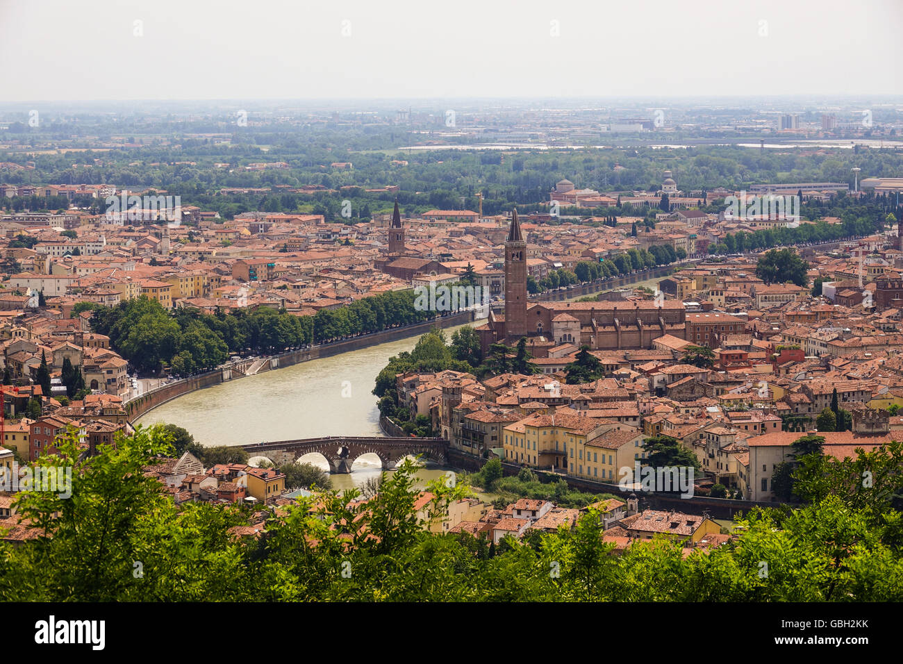 Amazing aerial view over the city of Verona Stock Photo - Alamy