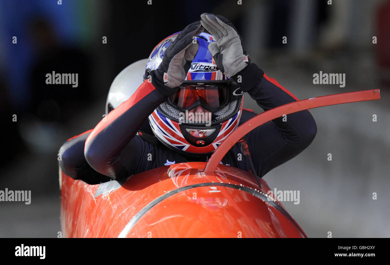Captain Charlie Peters wearing a nitro helmet and goggles during the ...