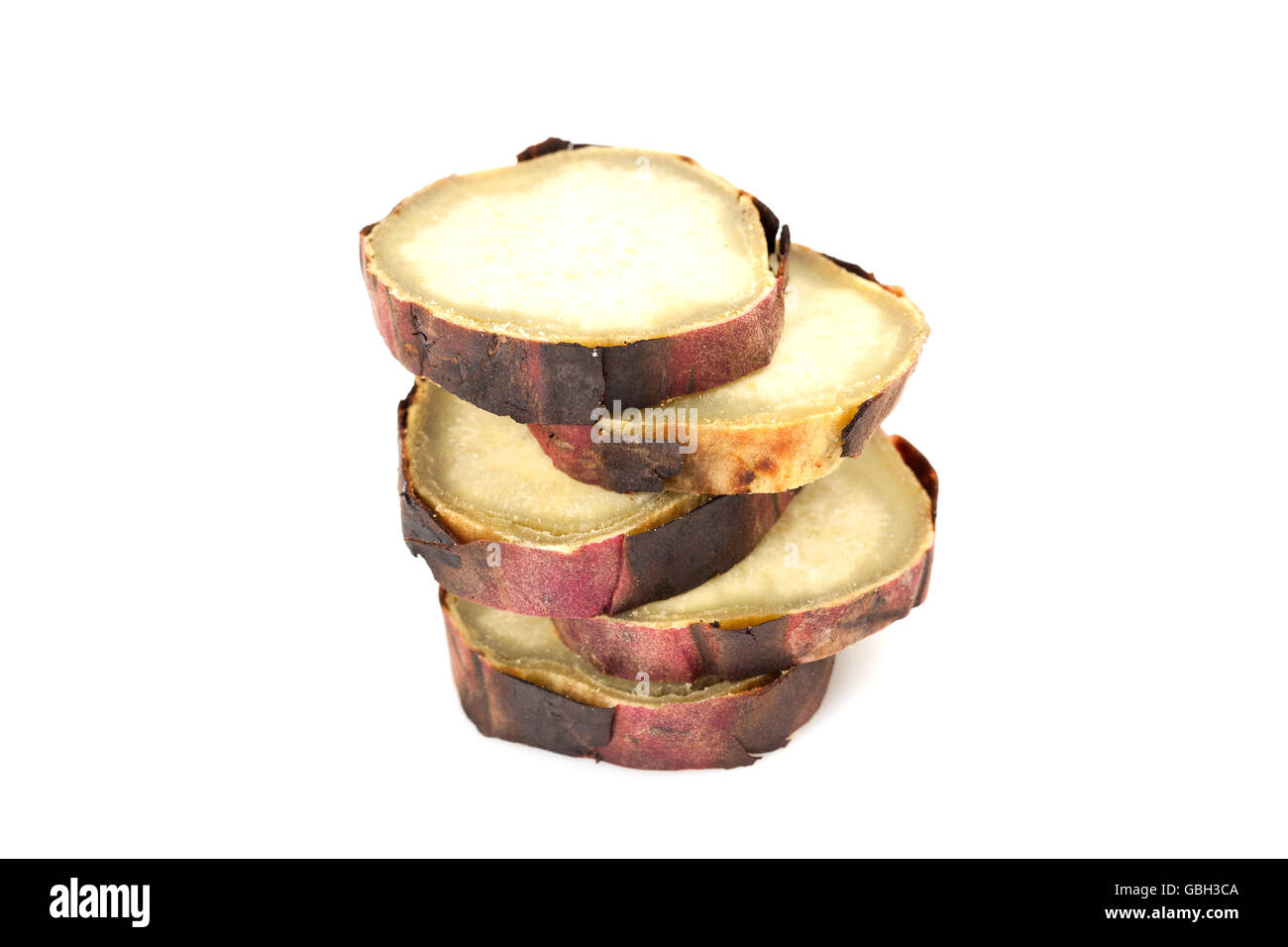 Roasted Sweet Potatoes on white background with shadow Stock Photo - Alamy