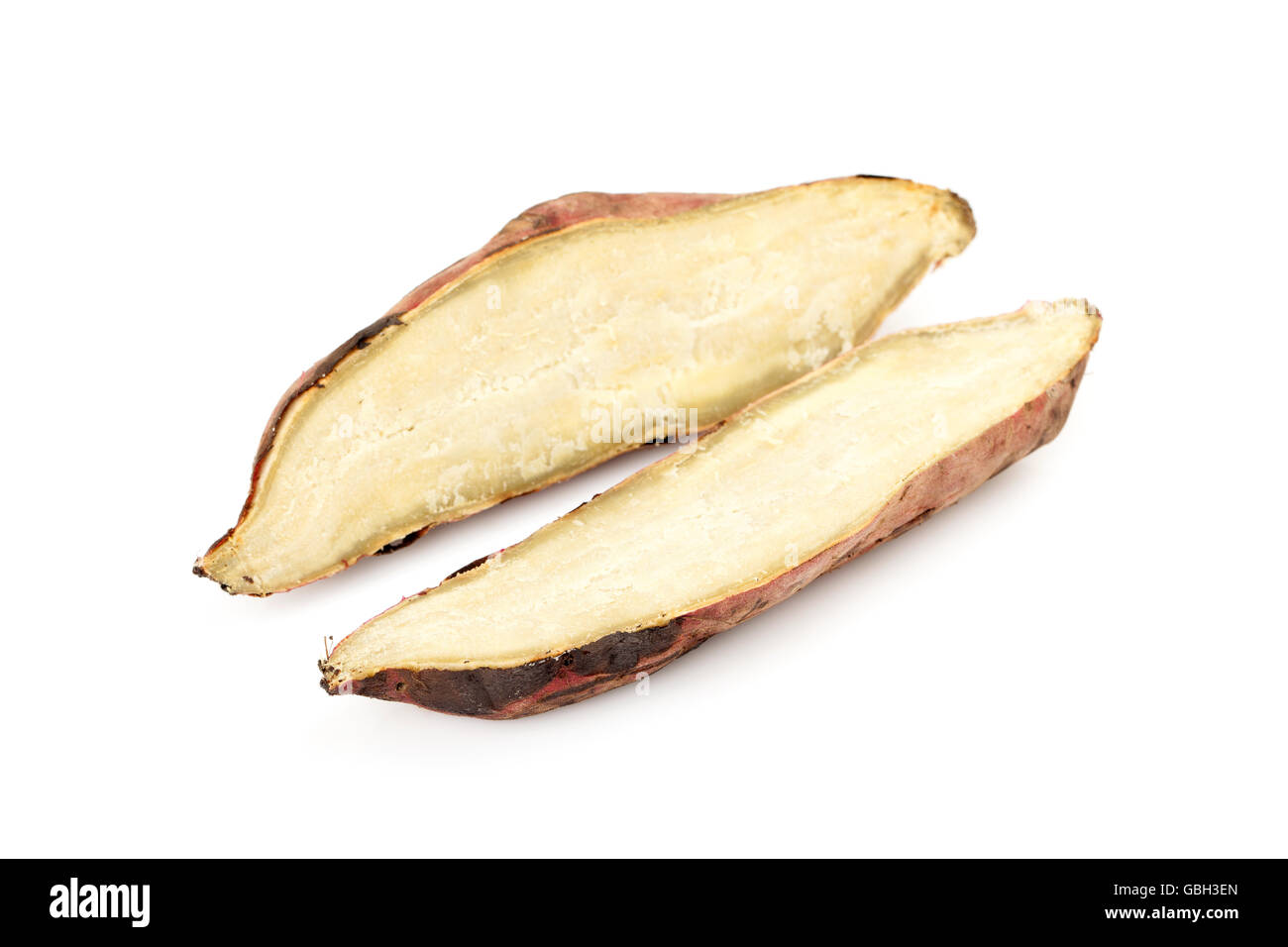 Roasted Sweet Potatoes on white background with shadow Stock Photo - Alamy