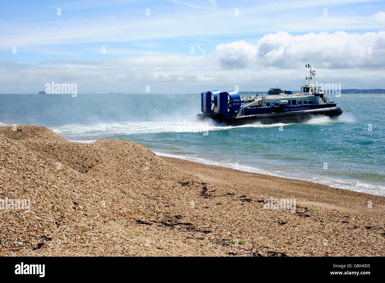 a hovertravel hovercraft departing at the terminal southsea england uk ...