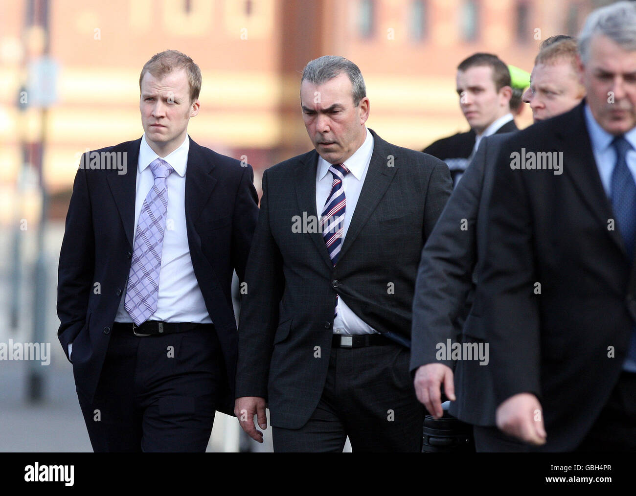 PC Thomas Hart (left) leaves Middlesbrough Magistrates Court, where he ...