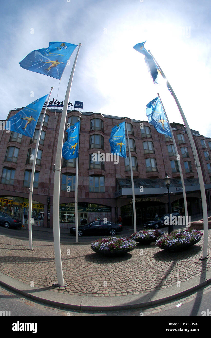 Uefa cup final flags at full mast hi-res stock photography and images ...