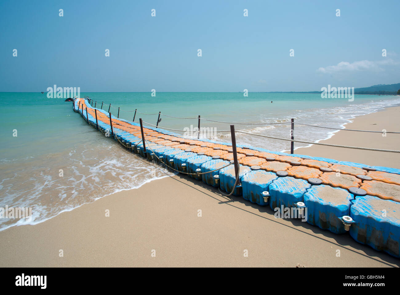 colorful plastic dock with sea background at Khaolak Thailand Stock ...