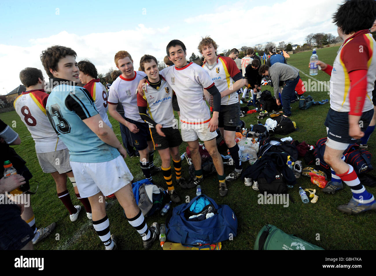 Competitors are all smiles as they pose for a photograph during the ...