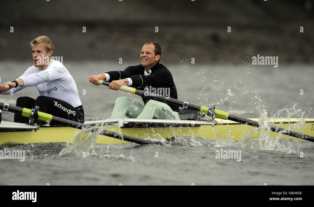 Cambridge crew Henry Pelly (left) and Rob Weitemeyer on the Thames as ...