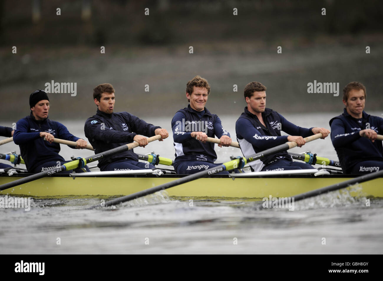 Practicing for the boat race between oxford and cambridge hi-res stock ...