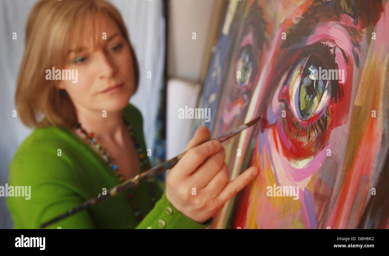 Artist Rosemary Beaton at her studio in Bishopton, Scotland, with her ...