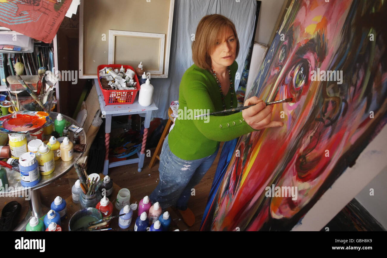 Artist Rosemary Beaton at her studio in Bishopton, Scotland, with her ...