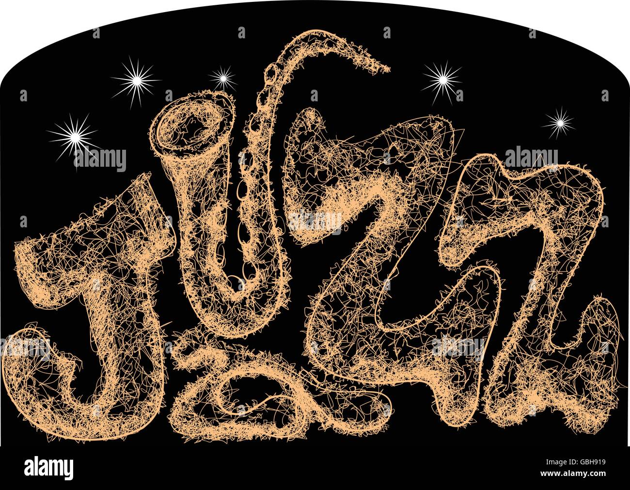 jazz. abstract inscription on black background with stars Stock Vector ...