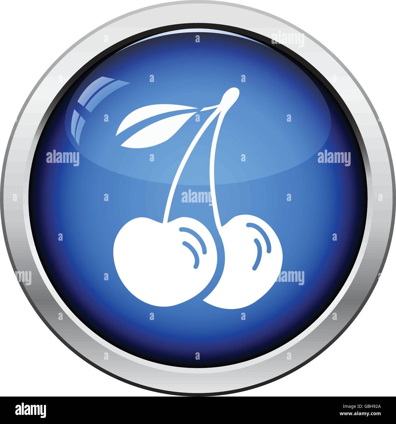 Icon of Cherry. Glossy button design. Vector illustration Stock Vector ...