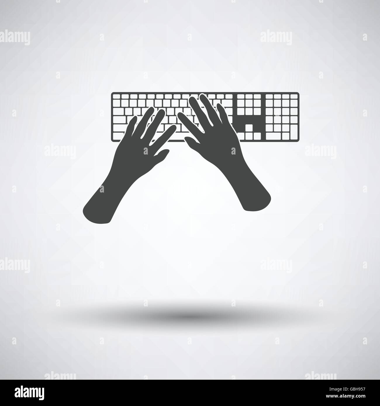 Typing icon on gray background, round shadow. Vector illustration Stock ...