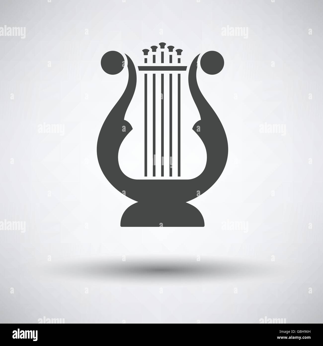 Lyre icon on gray background, round shadow. Vector illustration Stock ...