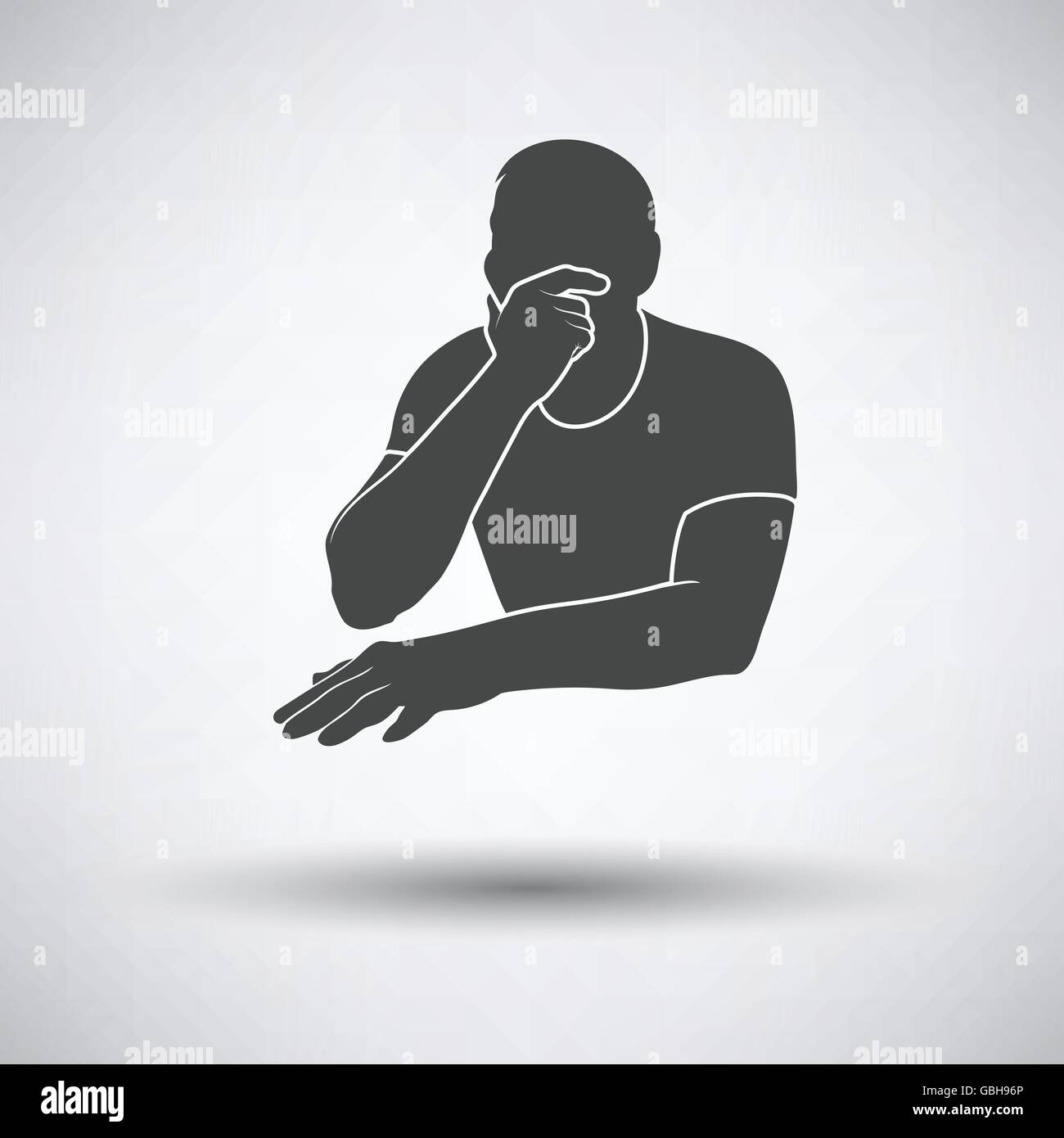 Thinking man icon on gray background, round shadow. Vector illustration ...