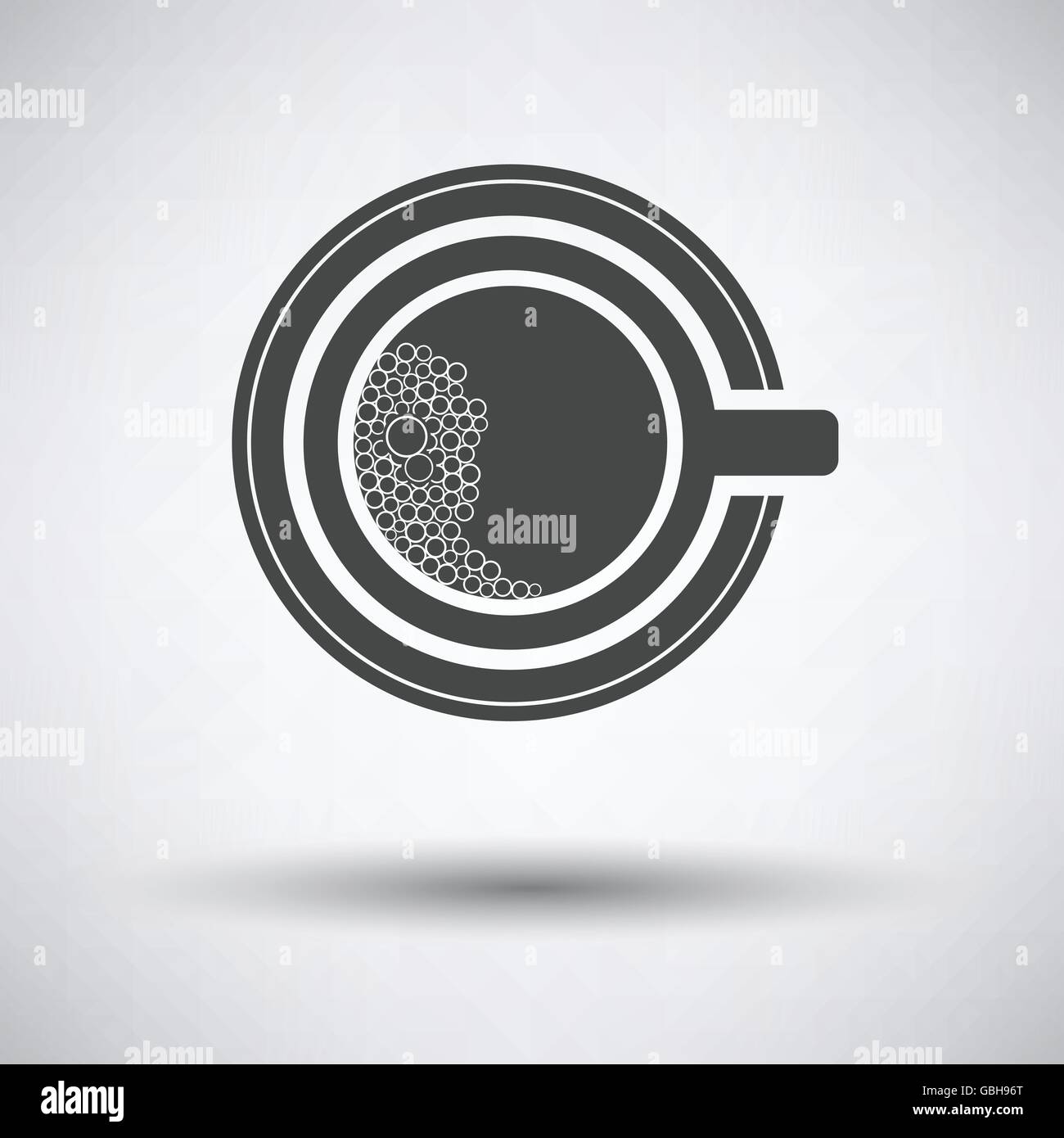 Coffee cup icon on gray background, round shadow. Vector illustration ...