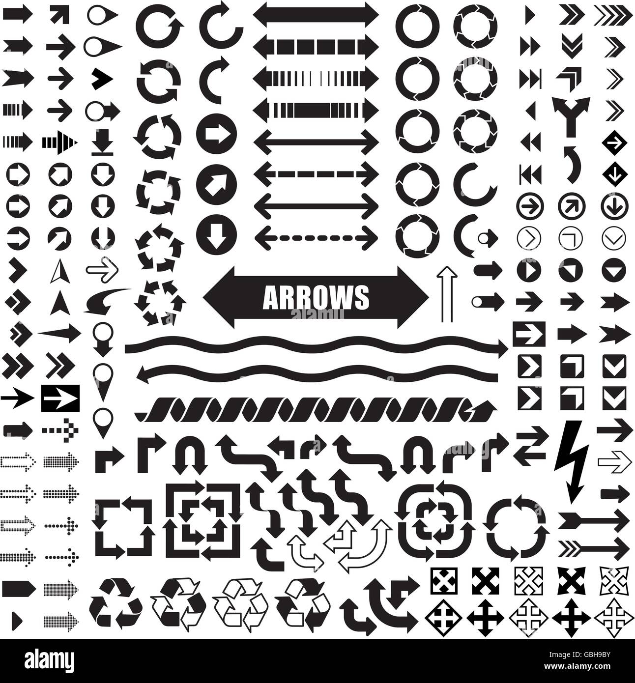 Arrow Icon Set. Vector Format. Arrow pointers. Arrows for direction ...