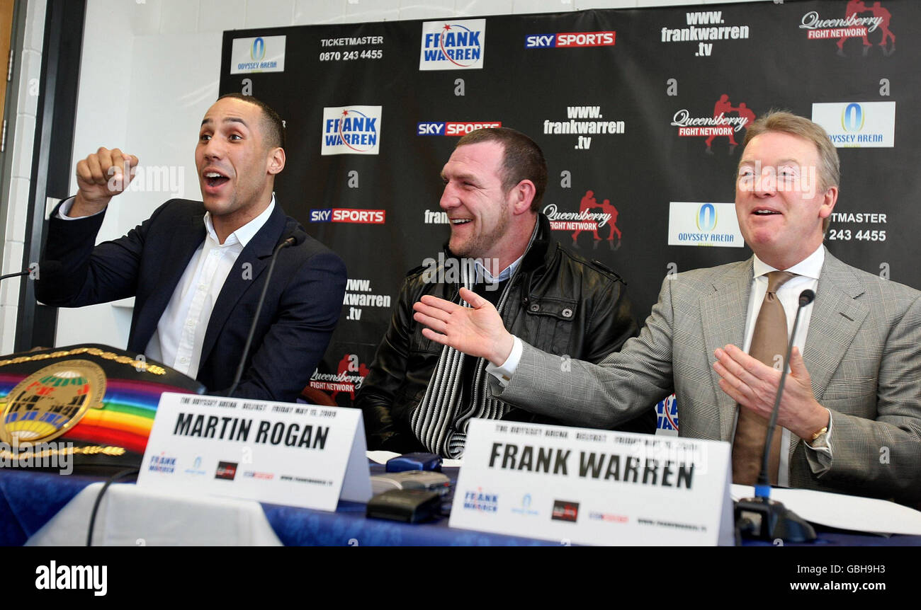 Boxing Promoter Frank Warren (right) with Martin Rogan (centre) and ...