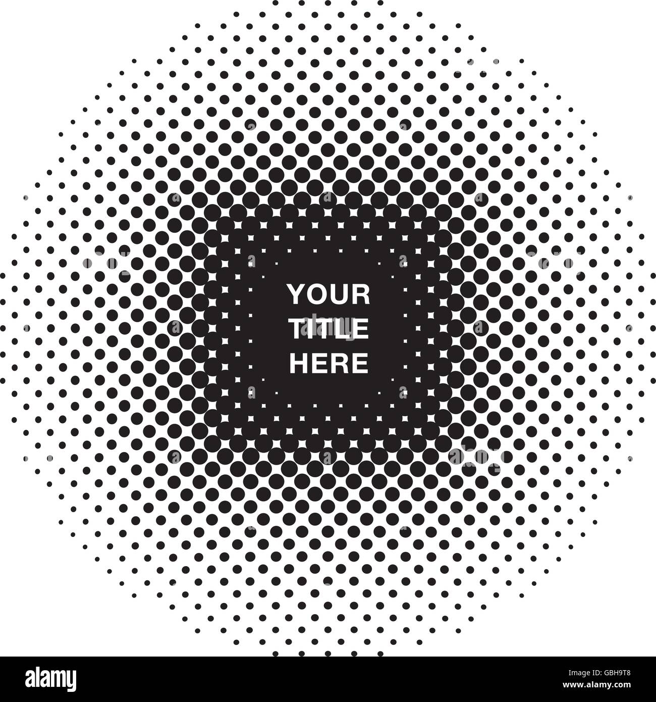 Round halftone pattern design with title copy space in vector format ...