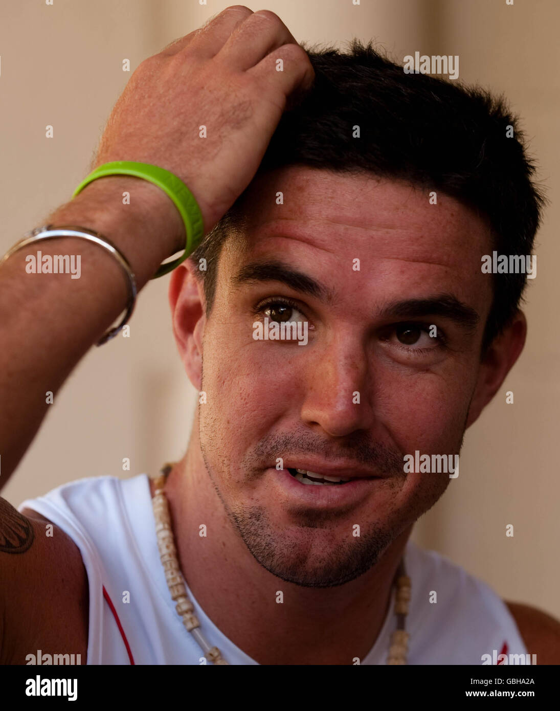 Englands kevin pietersen press conference team hotel in st lucia hi-res ...