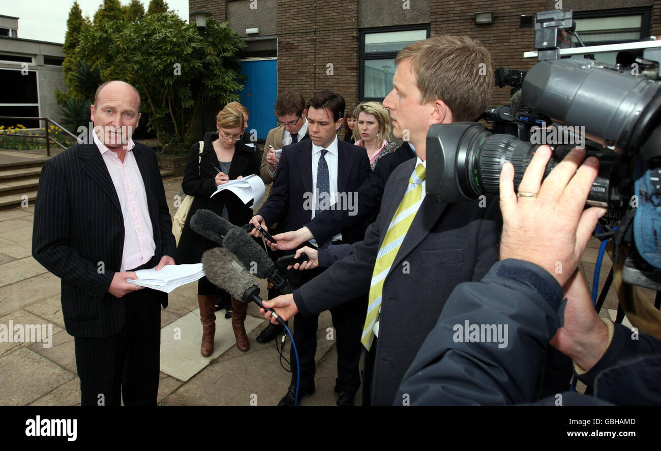Nick Hulme of the Buckinghamshire Hospital Health Trust speaks outside ...