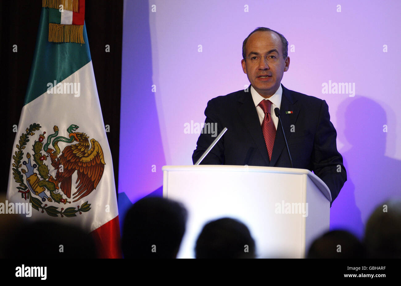 Mexican President Felipe Calderon delivers a keynote speech at a UK ...