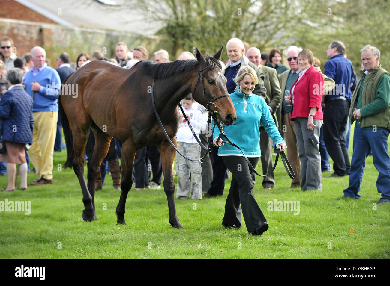Grand National winner Mon Mome is paraded in front of hundreds of well ...