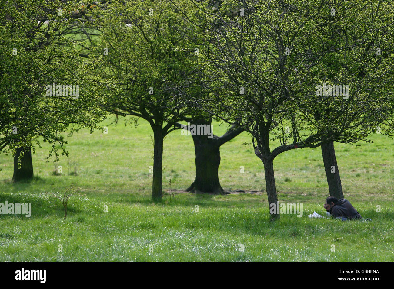 Man spring weather on primrose hill in north london hi-res stock ...