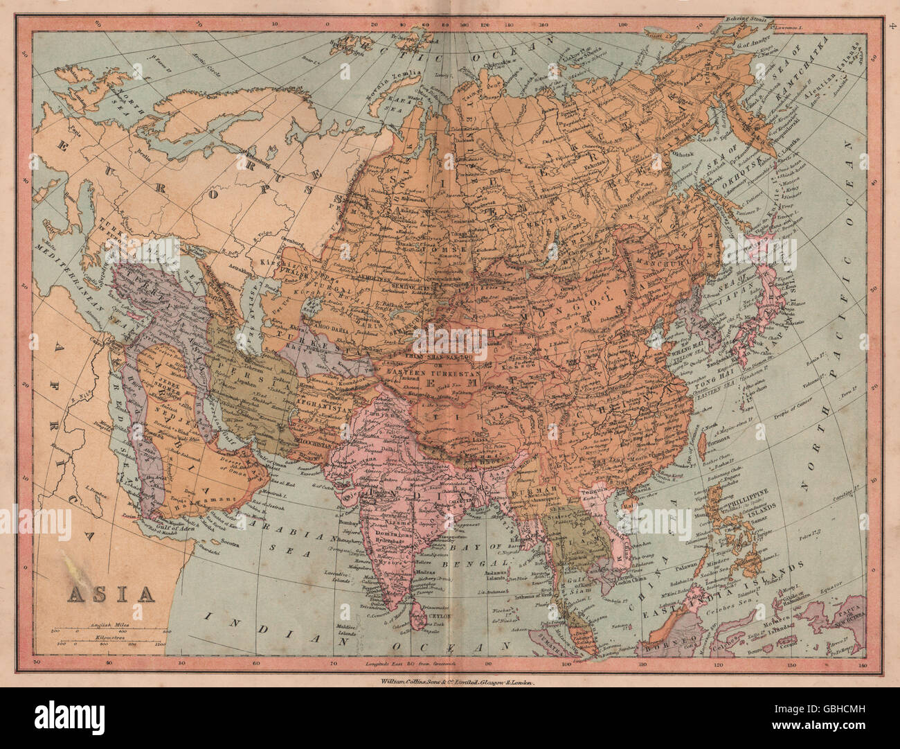 ASIA: Ottoman Empire. "Abou Thubbi" (Abu Dhabi) . Malaya. COLLINS, 1880 ...