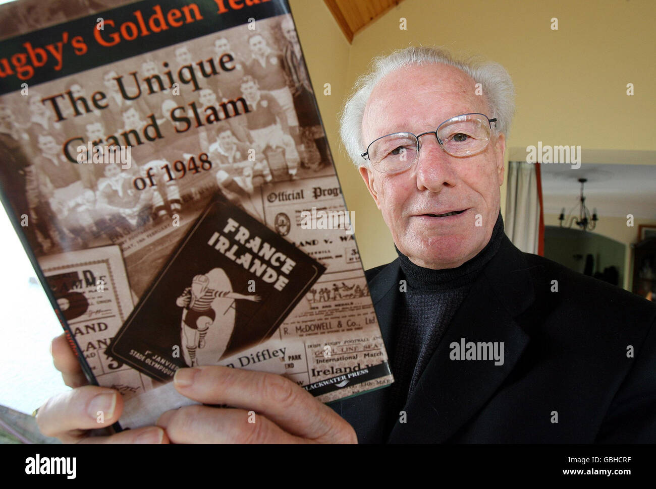 Former Ireland rugby player Jack Kyle at his Co Down home before this ...