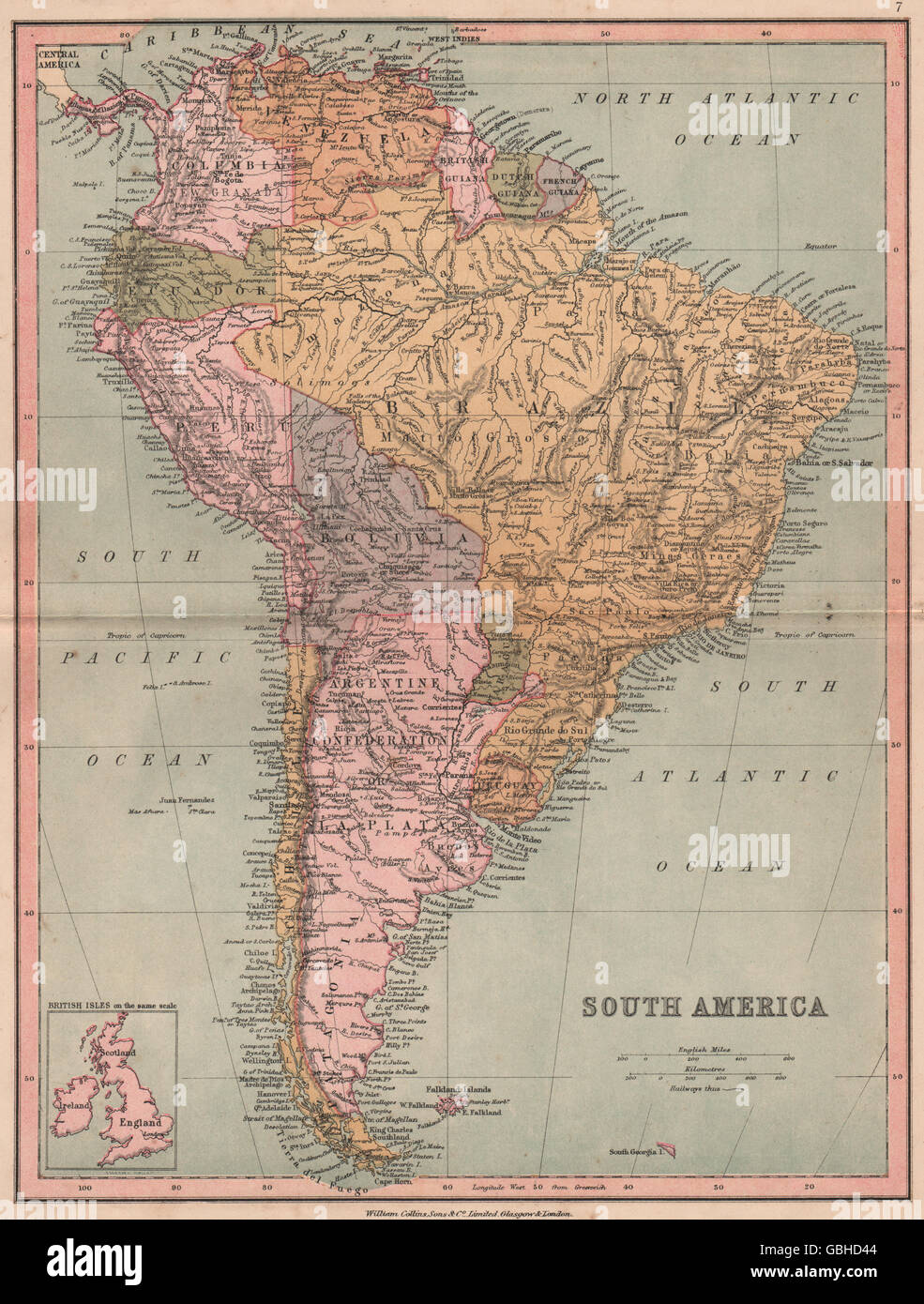 SOUTH AMERICA:Bolivia with sea coast;borders pre "War of the Pacific ...