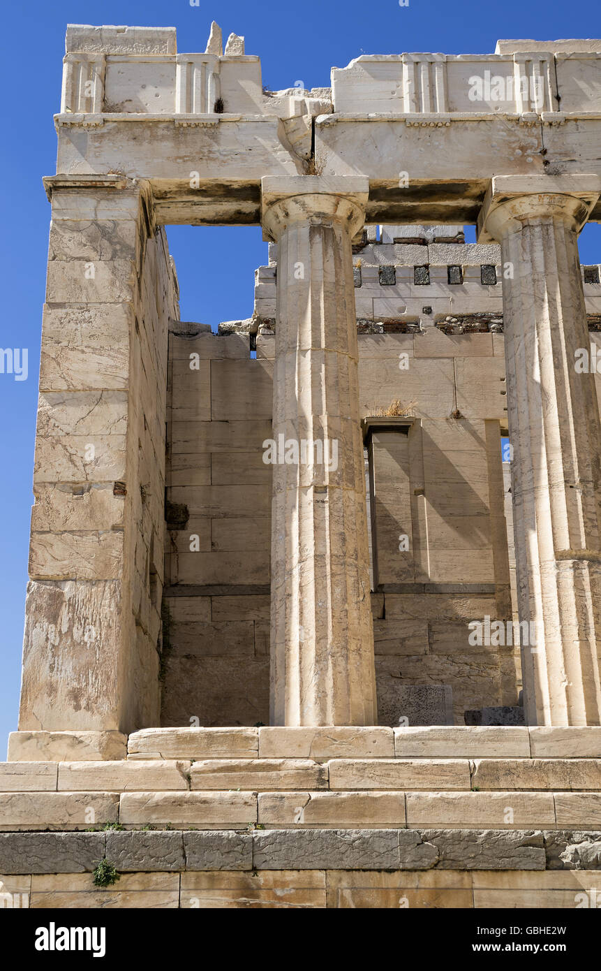 Detail of the Propylaea, the entrance to the Acropolis, Athens, Greece ...