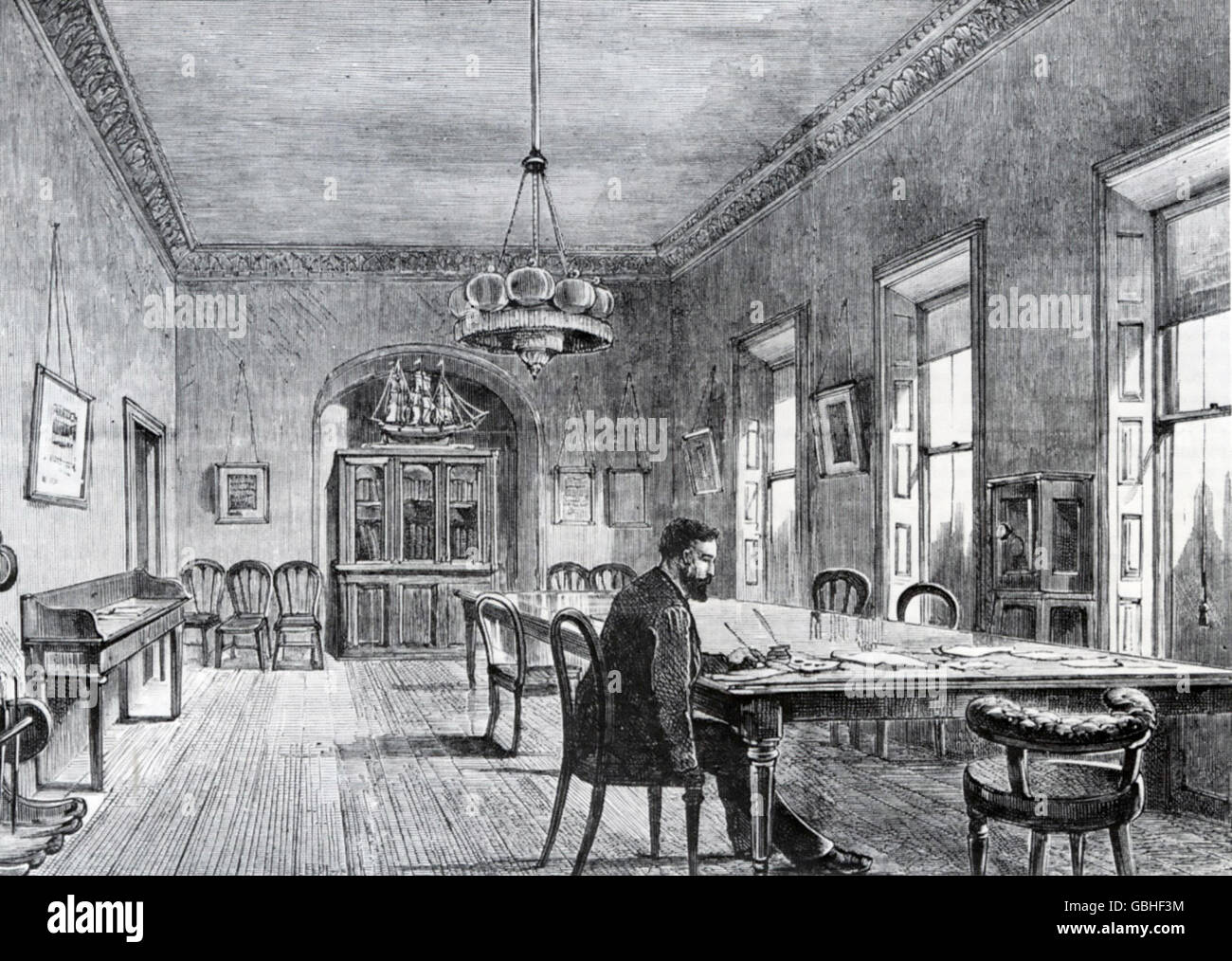 MICHAEL DAVITT (1846-1906) Irish republican in the committee room of ...