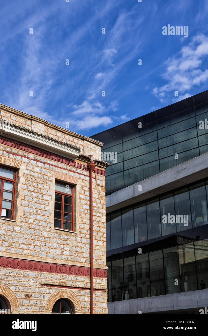 Old versus new, aged neoclassical building versus modern architecture ...
